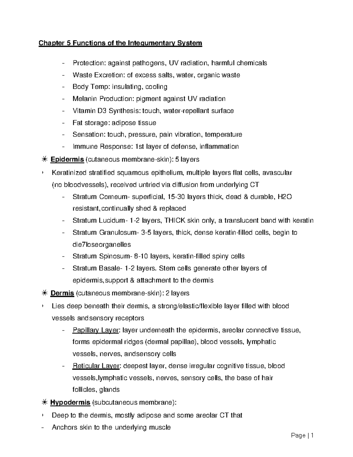 Chapter 5 Functions of the Integumentary System exam 2 study guide ...