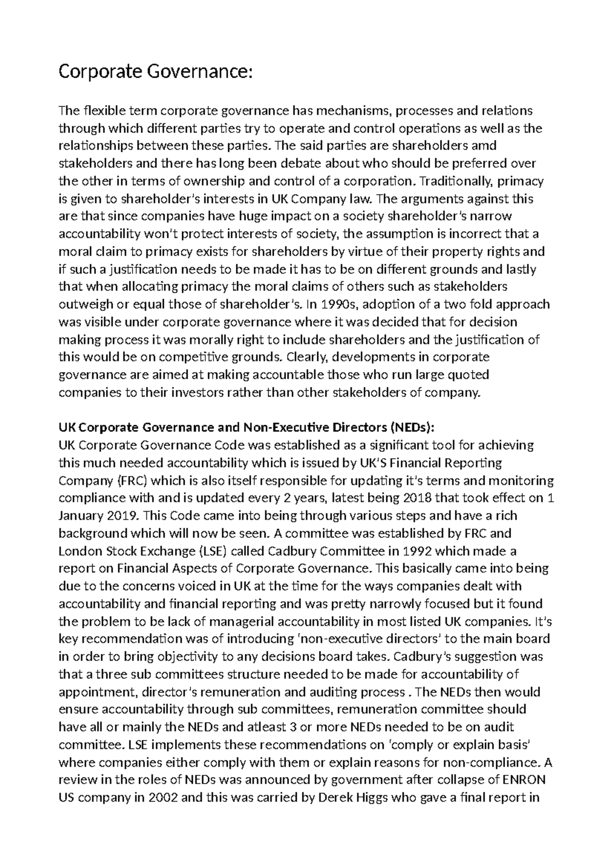 Corporate Governance - Corporate Governance: The flexible term ...