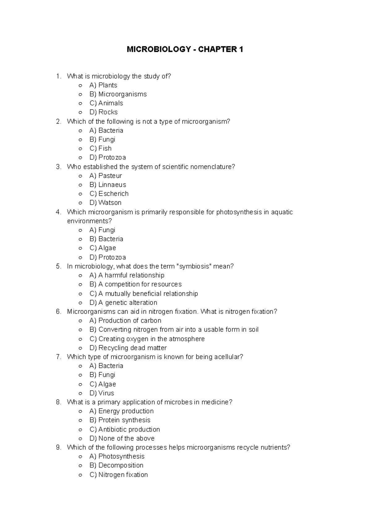 Microbiology - Chapter 1 - MICROBIOLOGY - CHAPTER 1 What is ...