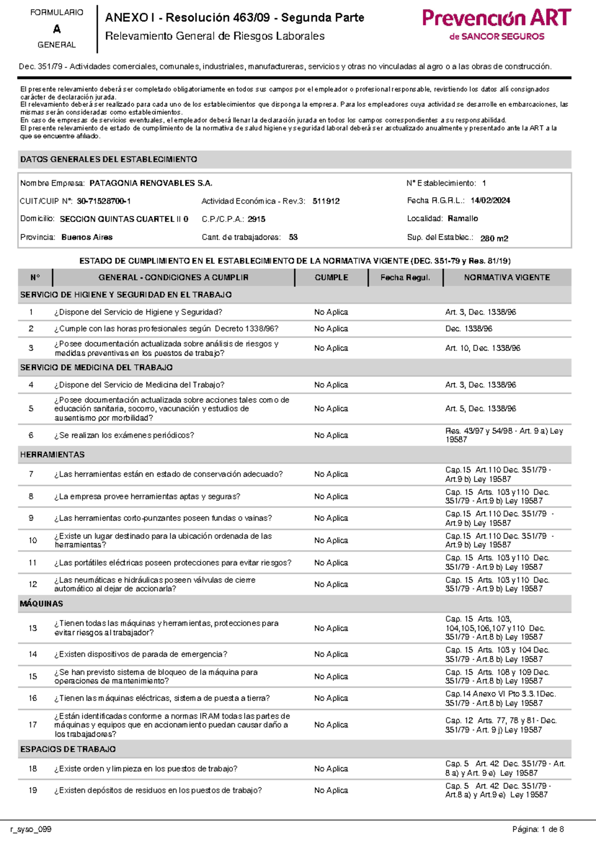 R syso 099 - Ndndnd - DATOS GENERALES DEL ESTABLECIMIENTO ESTADO DE ...