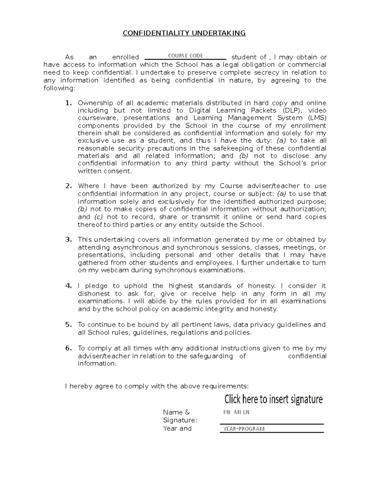 To be pass on the confidentiality - CONFIDENTIALITY UNDERTAKING As an ...