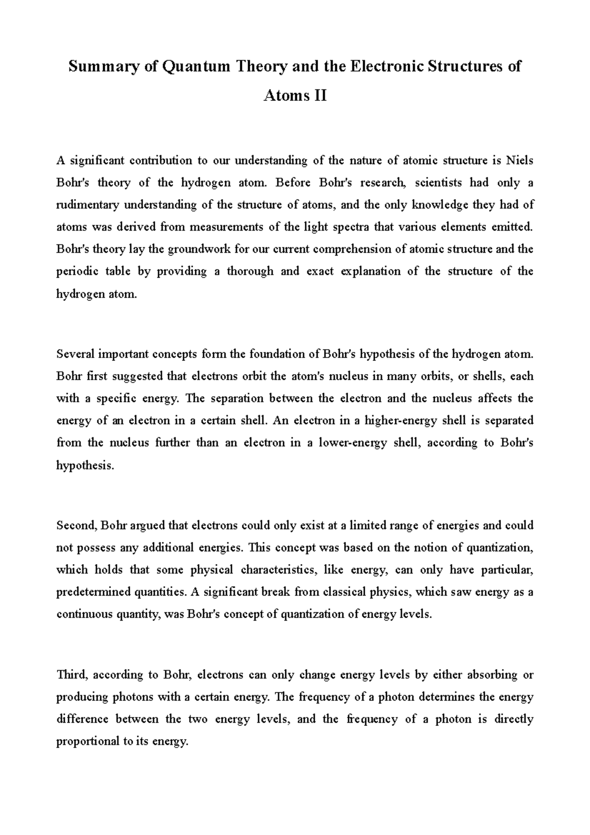 Summary of Quantum Theory and the Electronic Structures of Atoms 2 - Before Bohr's research ...