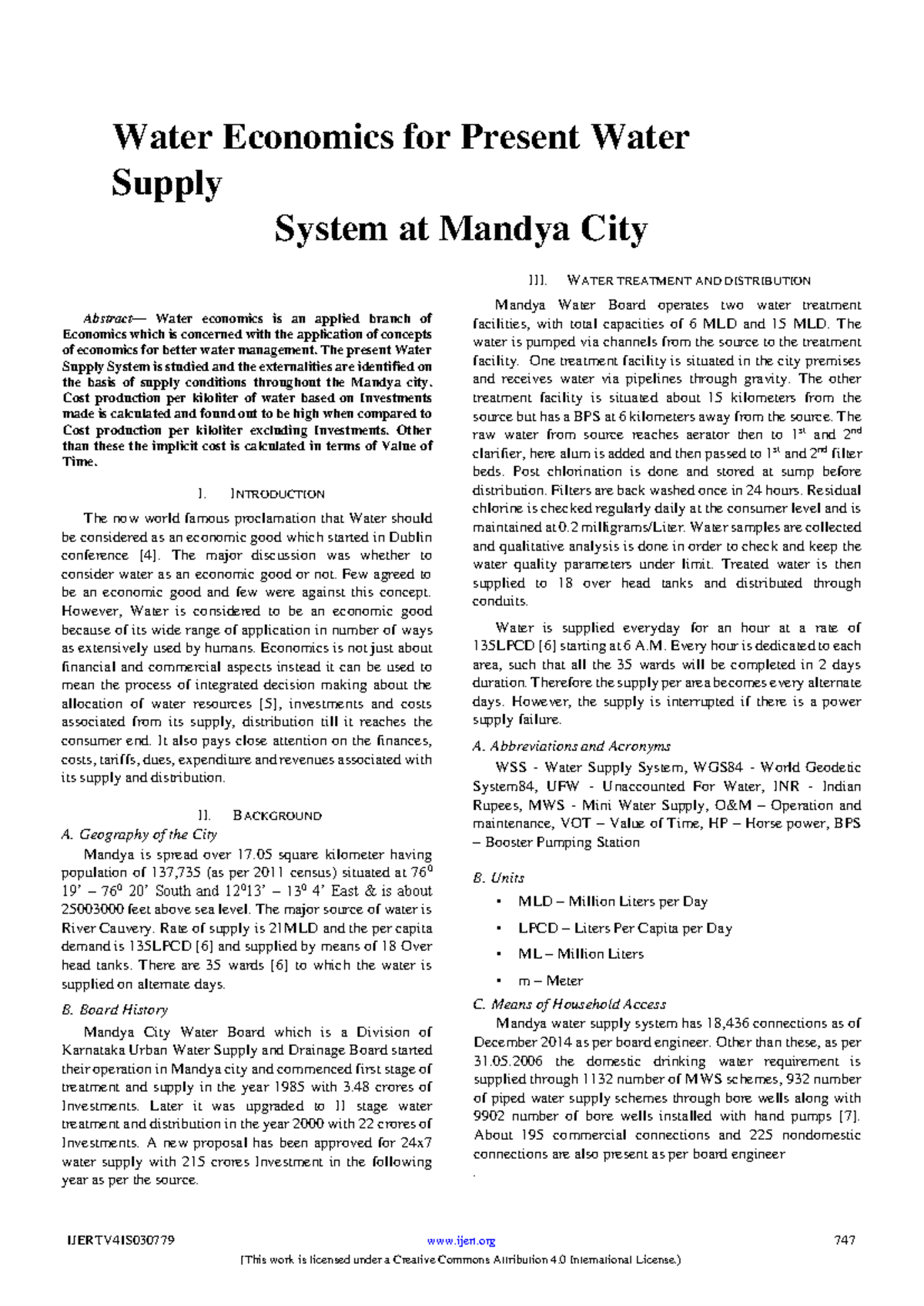 Water Economics for Present Water Supply - IJERTV4IS030779 ijert 747 ...
