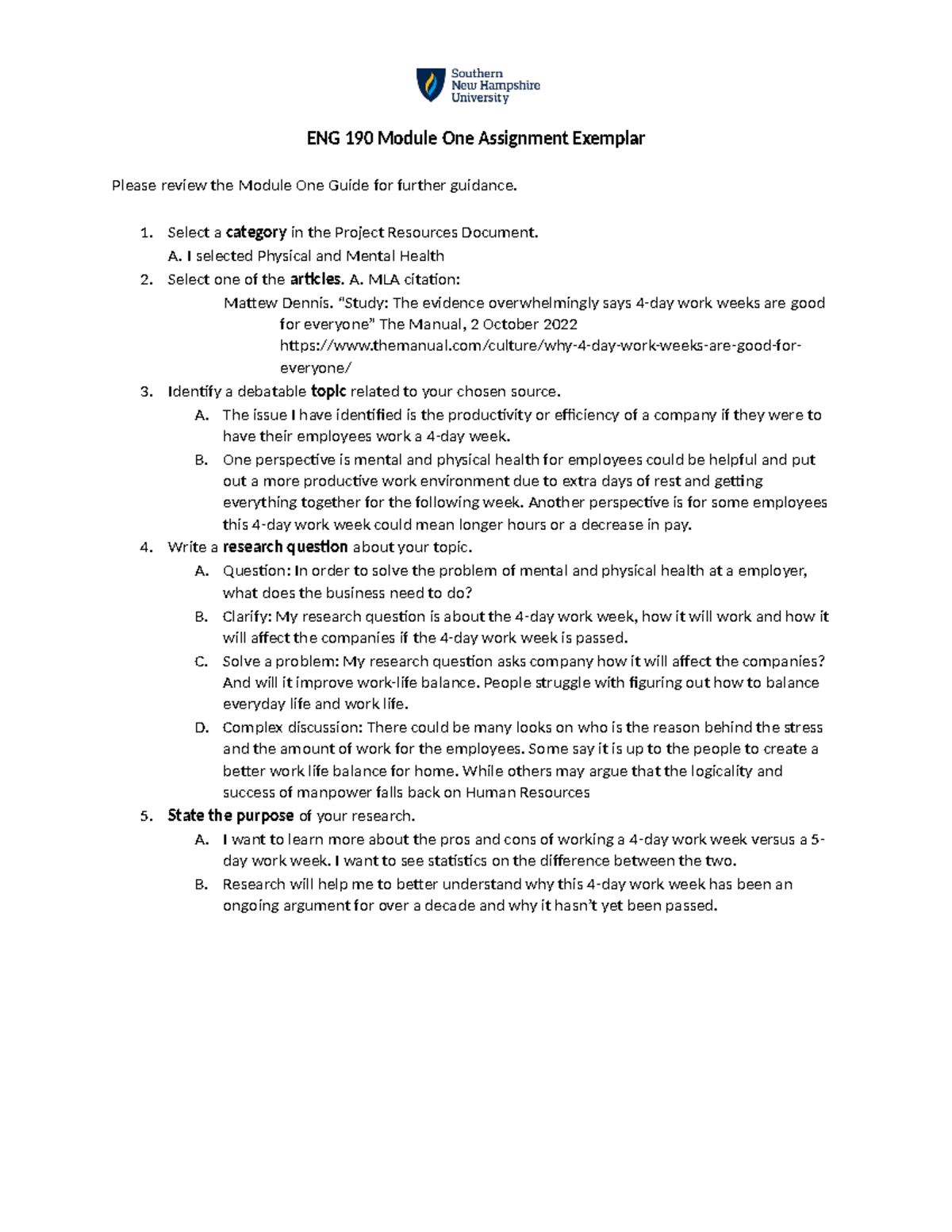 Eng 190 Module 1 Here You Go Eng 190 Module One Assignment Exemplar