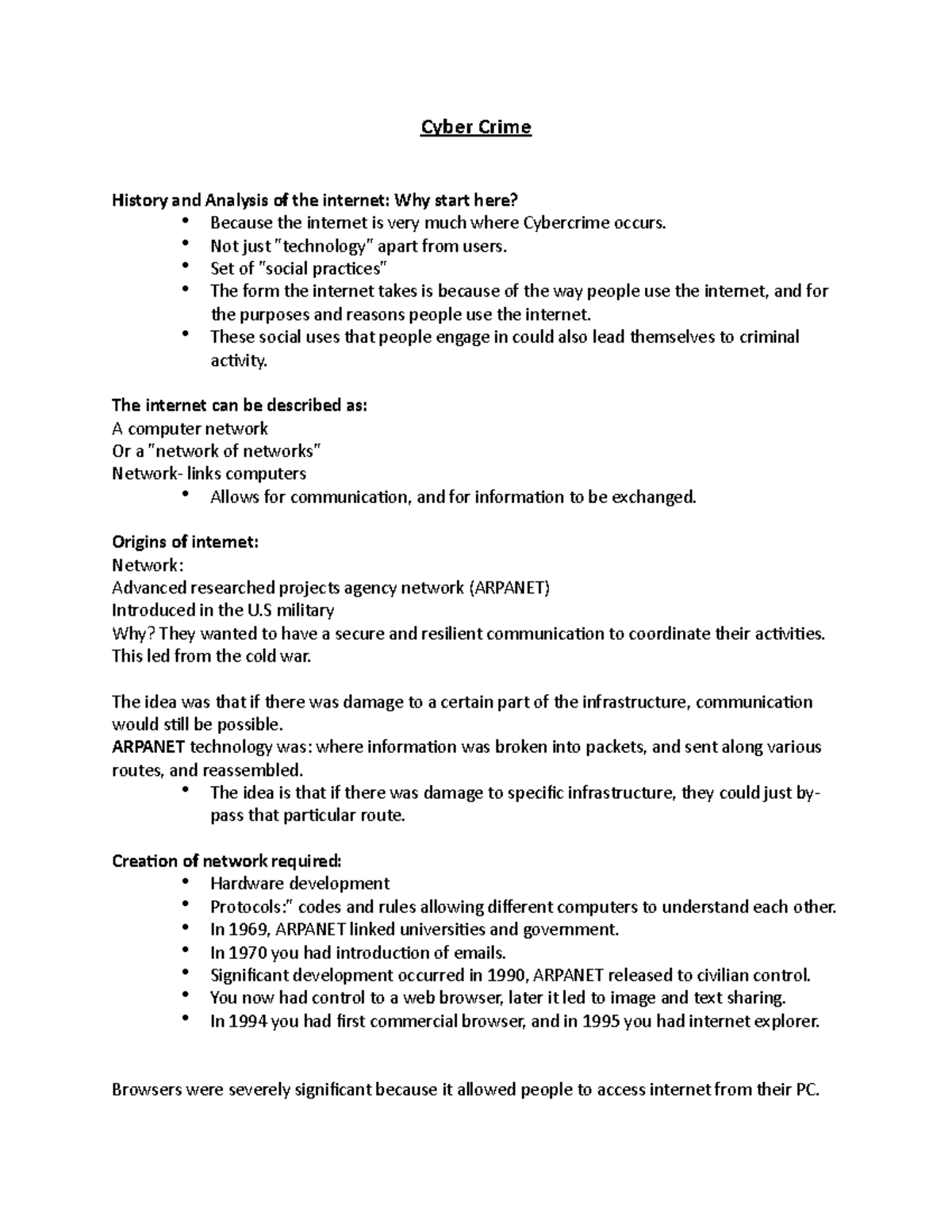 Cyber Crime Lecture Notes - Cyber Crime History and Analysis of the ...