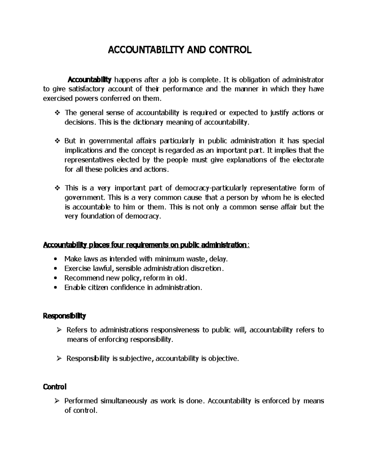 Accountability AND Control- Budgetary and Audit System - ACCOUNTABILITY ...