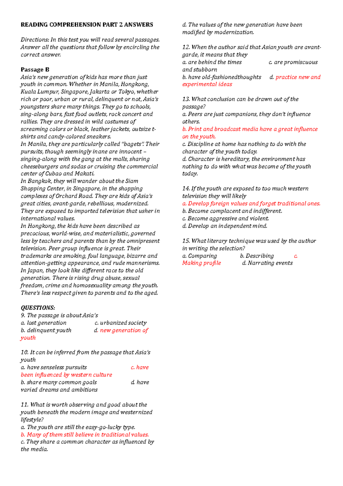 EPT Reading Comprehension PART 2 (www - READING COMPREHENSION PART 2 ...