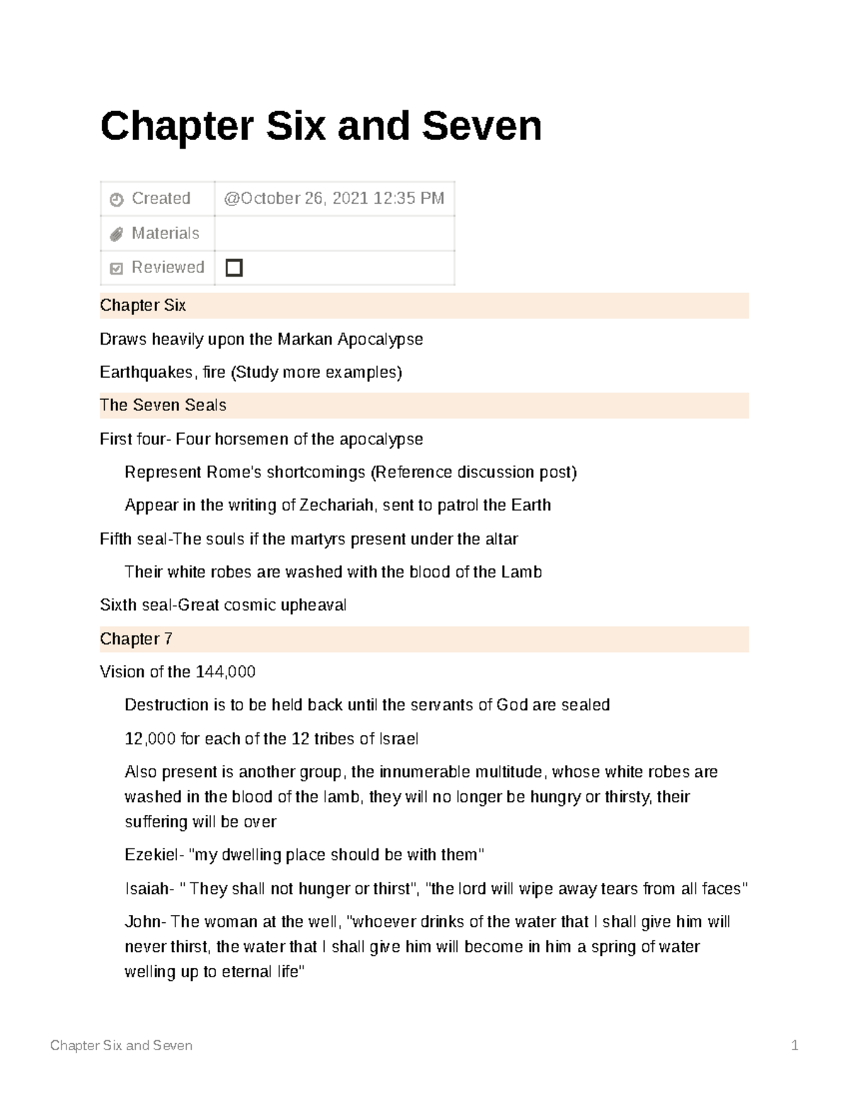 Chapter Six and Seven - Prof. Sander - Chapter Six and Seven 1 Chapter ...