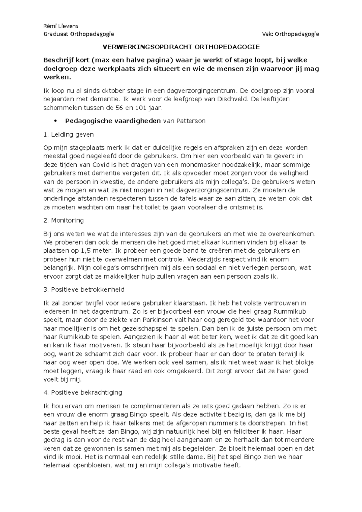 Verwerkingsopdracht Orthopedagogie 2de zit - Graduaat Orthopedagogie ...