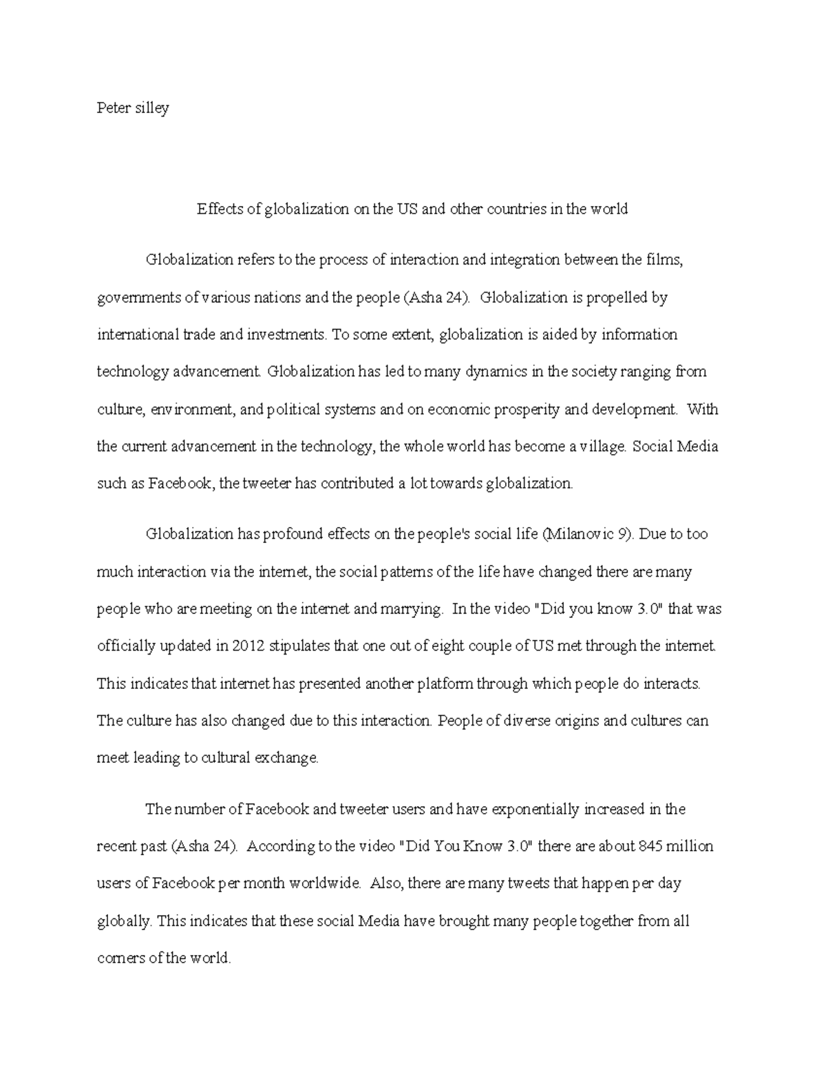 Globalisation sociology doc final - Peter silley Effects of ...