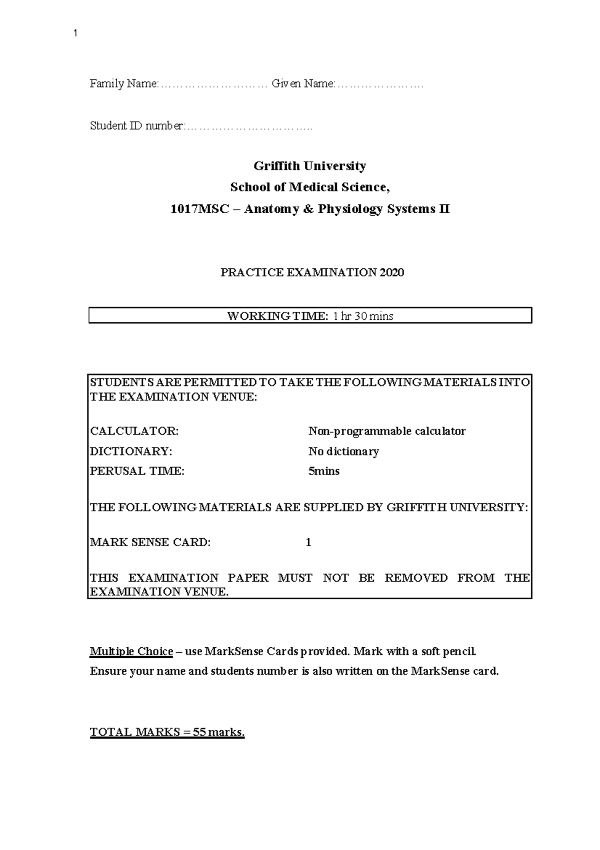 Sample/practice exam 2020 - Warning: TT: undefined function: 32 Family - Studocu