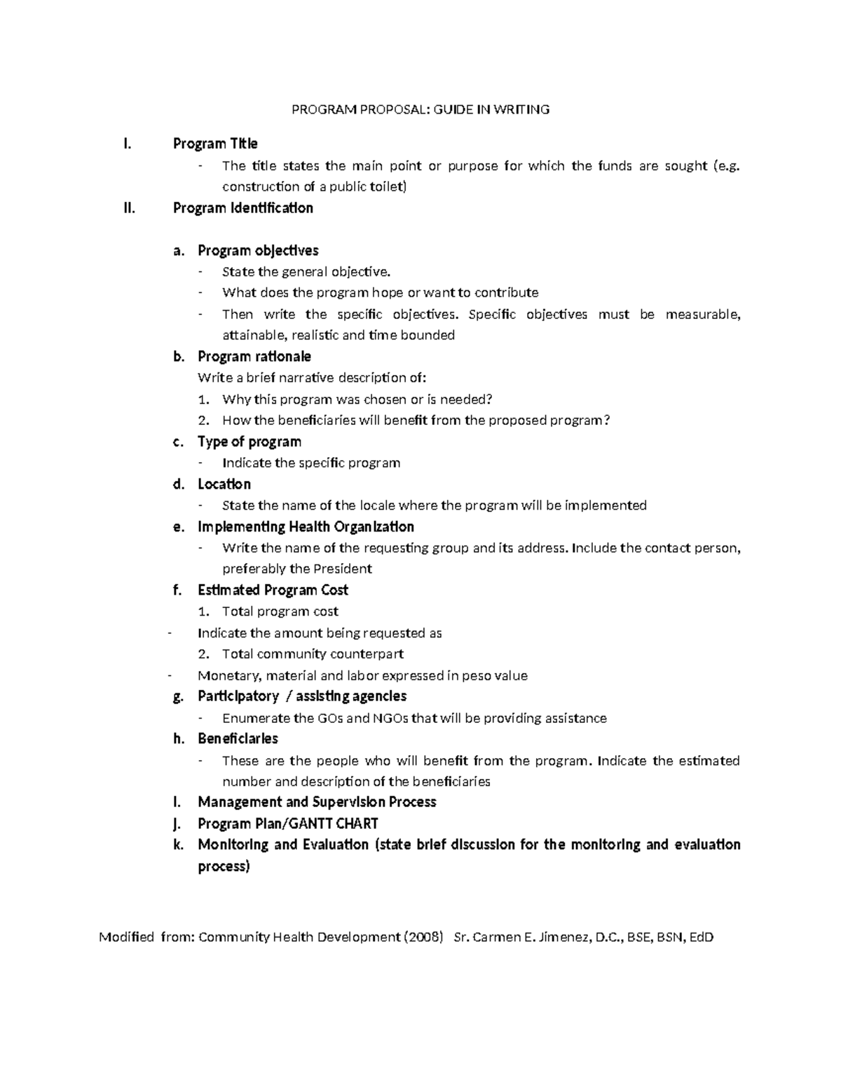 Program- Proposal-format - PROGRAM PROPOSAL: GUIDE IN WRITING I ...