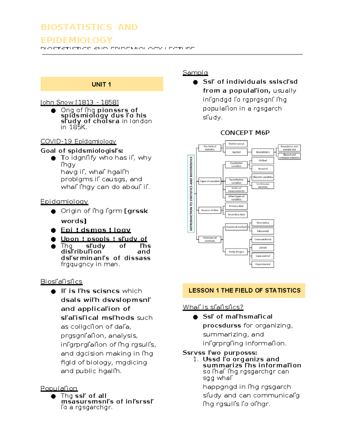 Biostat LEC Transes - ENJOY! - EPIDEMIOLOGY BIOST6TISTICS 6ND EPIDEMIOLOGY LECTUPE LESSON 1 THE ...