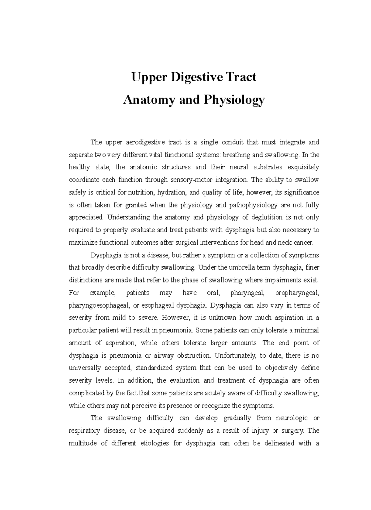 Upper Digestive Tract anatomy and Physiology - Upper Digestive Tract ...