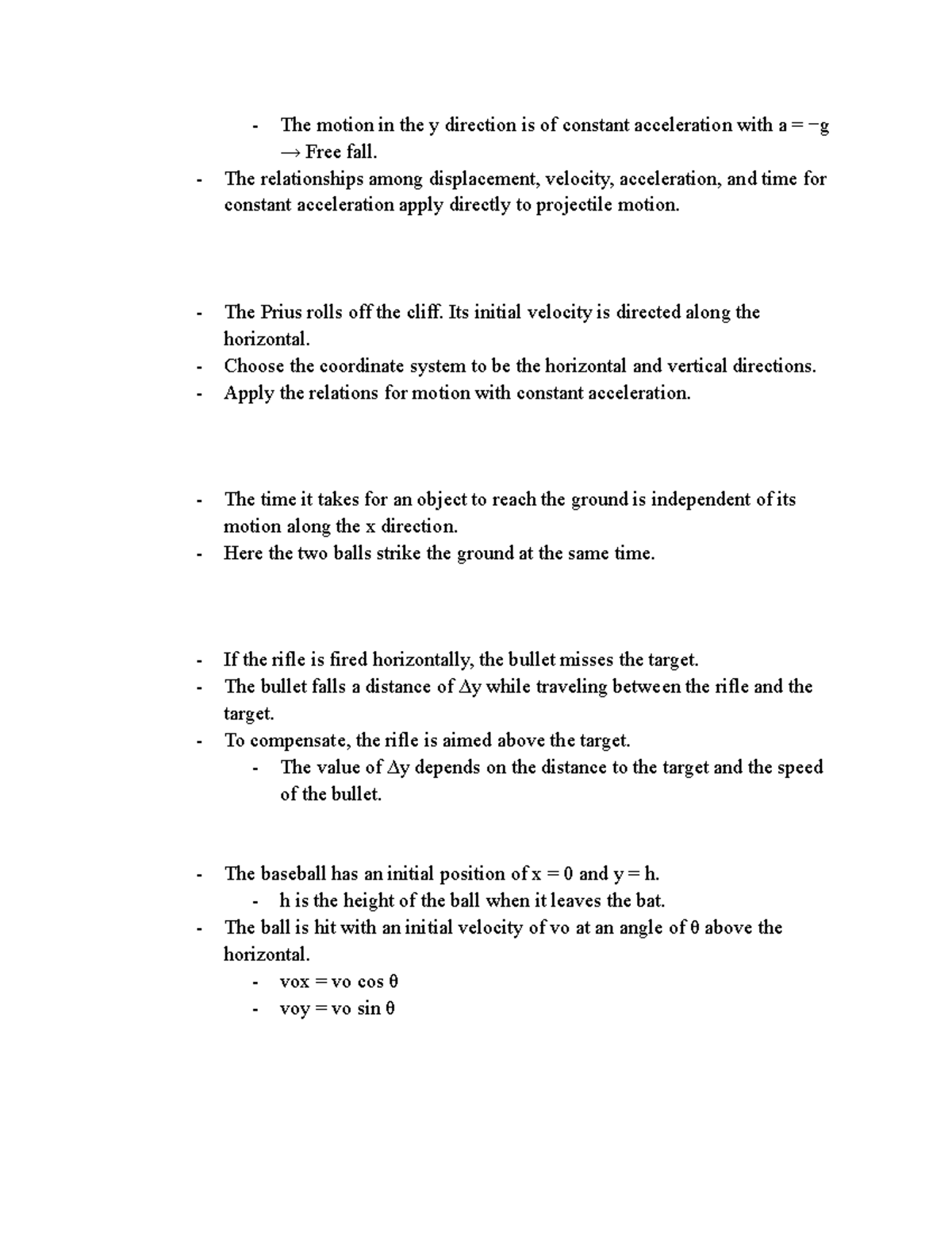 Physics - Chapter 4 - Google Docs5 - The motion in the y direction is ...