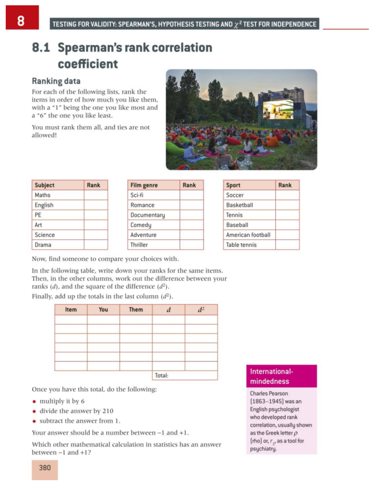 Math 10H - Worksheet - Spearman Rank Order - 8 TESTING FOR VALIDITY ...