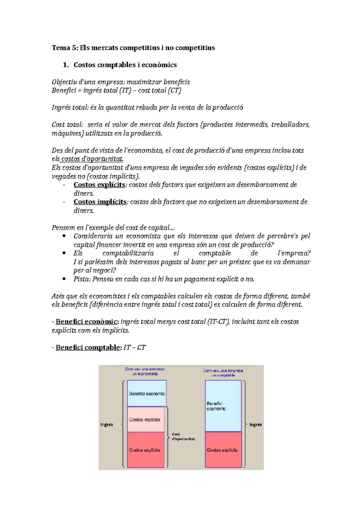 Tema 5 - Els mercats competitius i no competitius - Tema 5: Els mercats ...