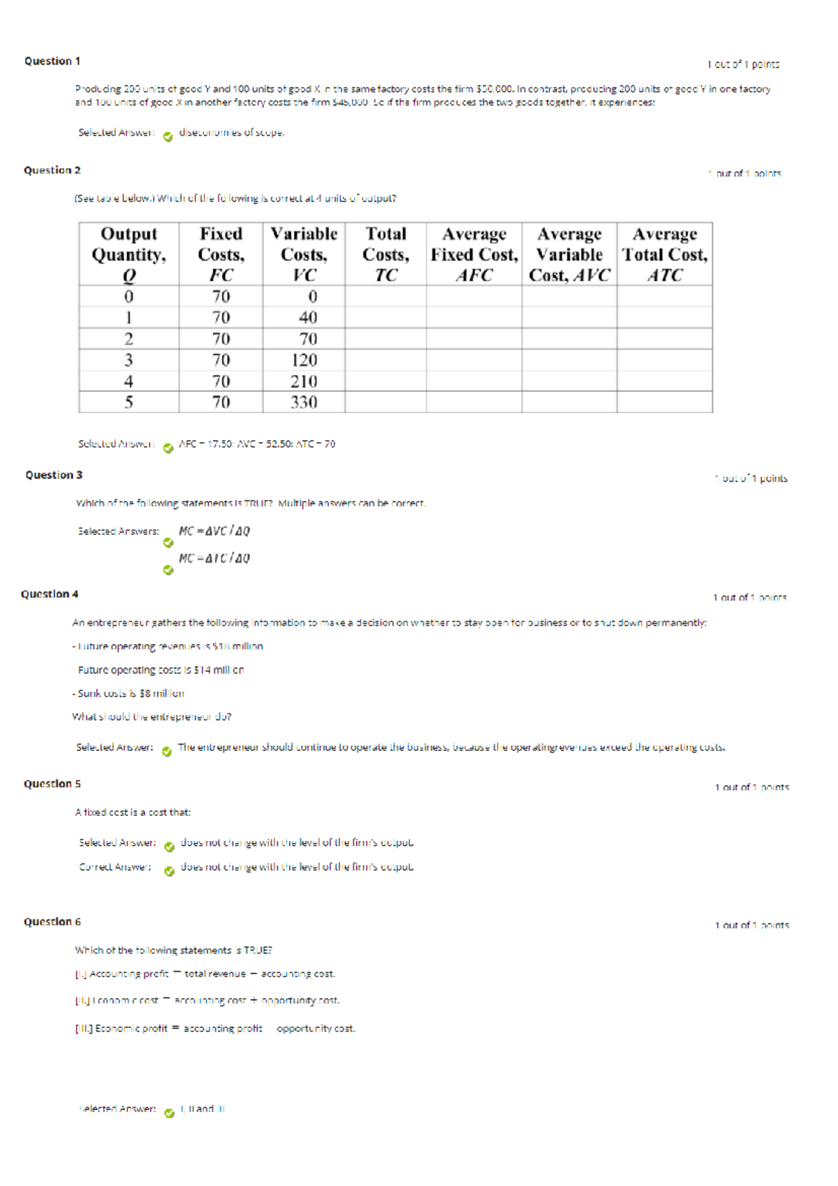 Quiz 6 08 - Quiz answers - Microeconomics for E&BE: Consumers&Firms ...