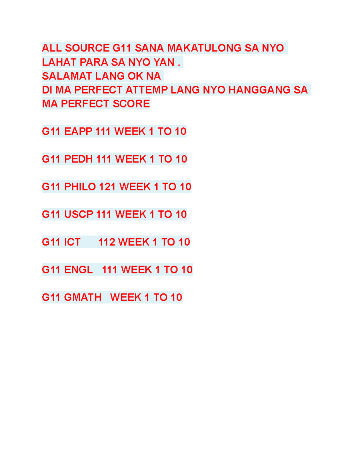 ALL Source G11 SANA Makatulong SA NYO Lahat PARA SA NYO YAN - ALL ...