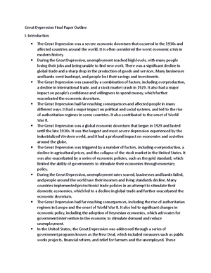 Great Depression final essay 2 - Great Depression Final Essay The Great ...