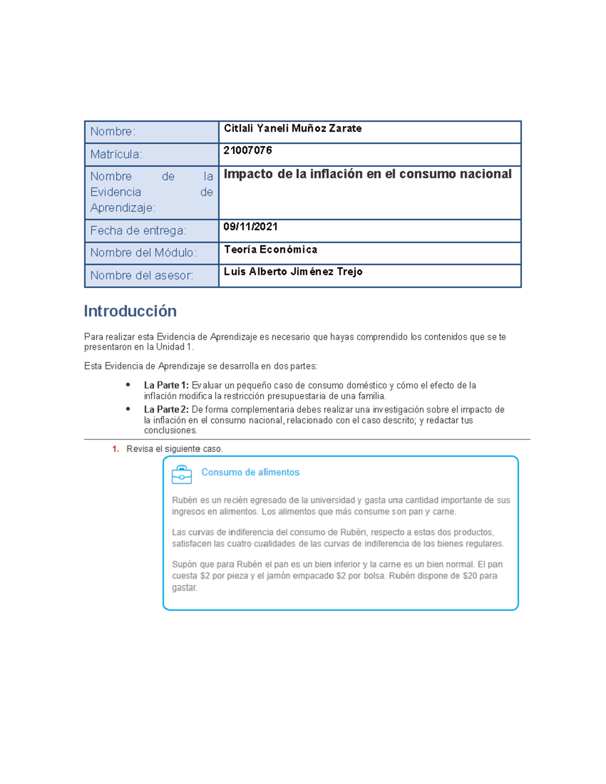 Muñoz Citlali impacto de la inflacion - Nombre: Citlali Yaneli Muñoz ...