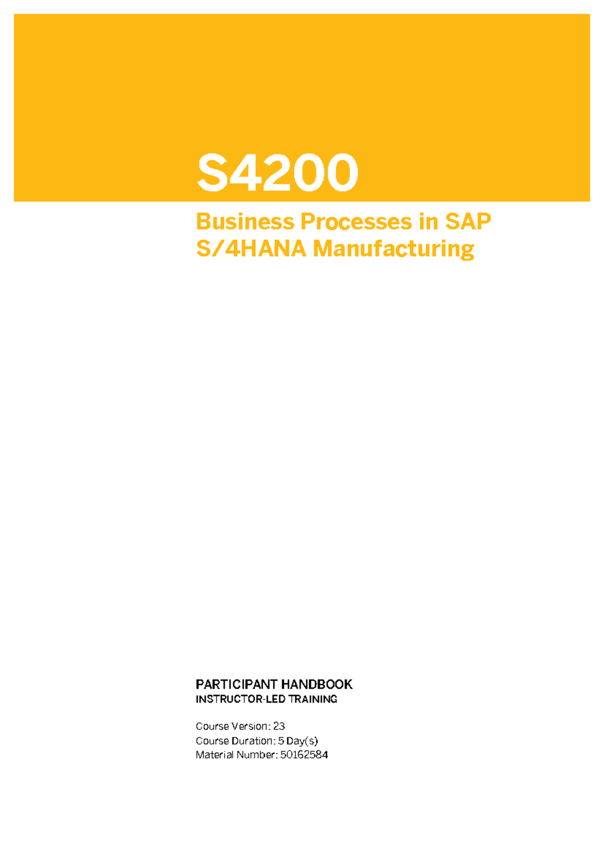 S4200 Business Processes - S Business Processes in SAP S/4HANA ...