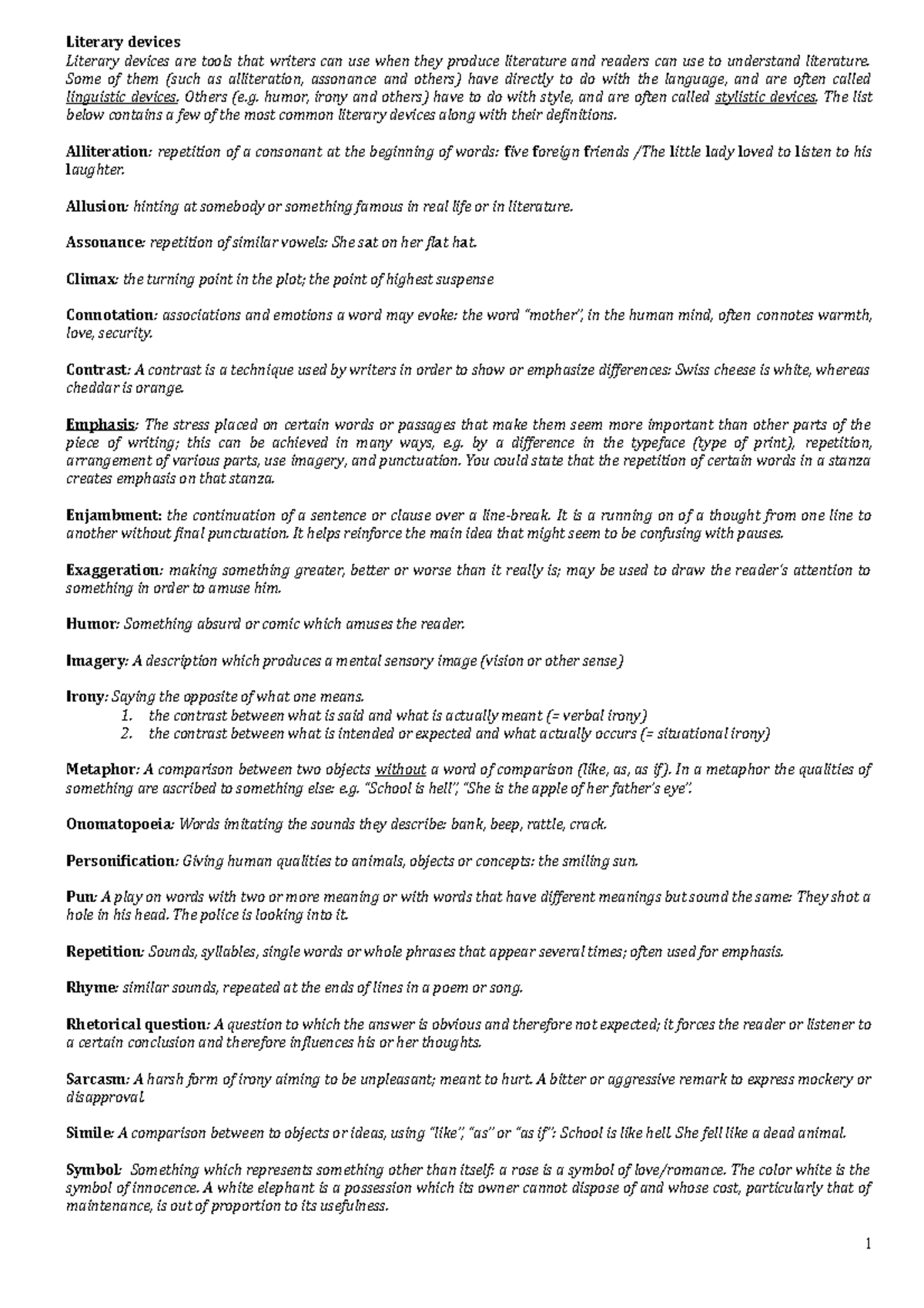 Literary Devices Div Tekster Literary Devices Literary Devices Are