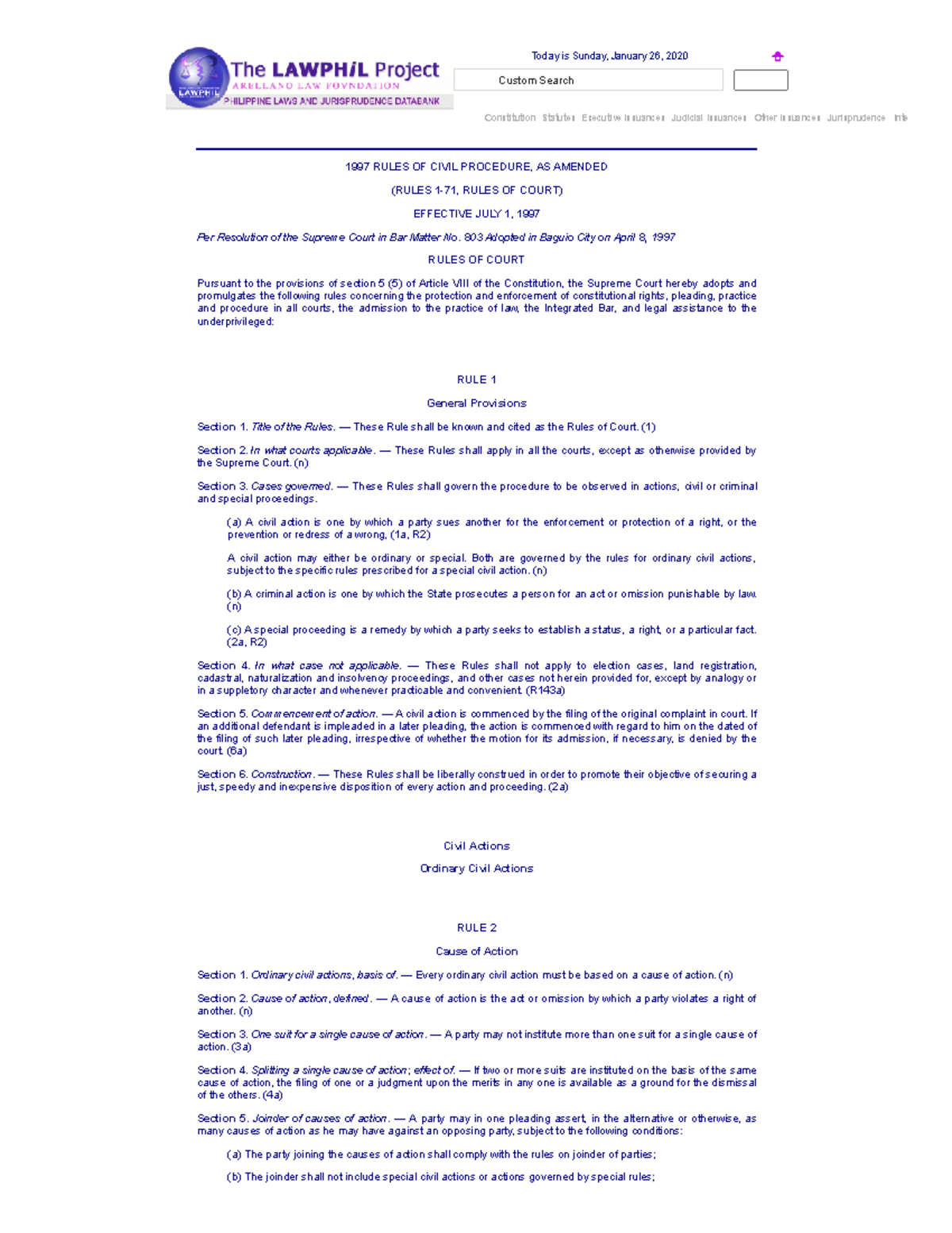 Rules of Court - Today is Sunday, January 26, 2020 Custom Search 1997 ...