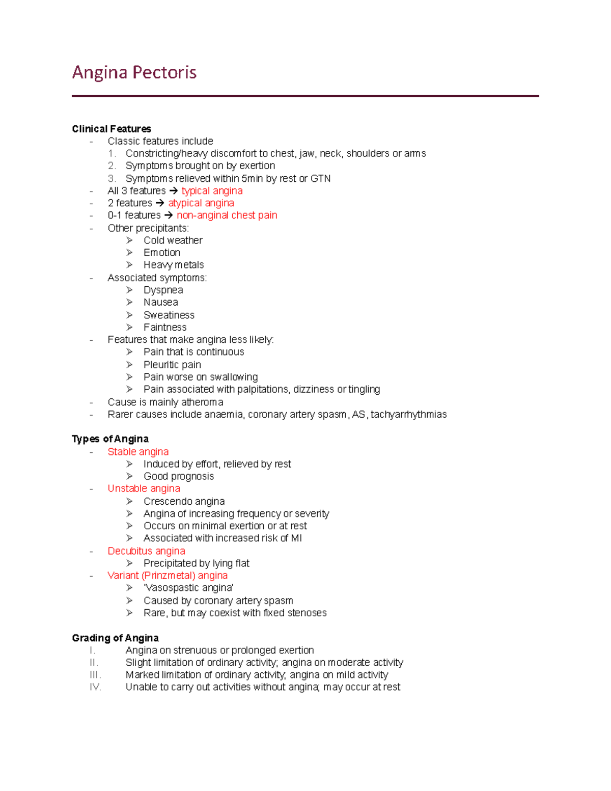 Angina Pectoris - full notes on pathophysiology, condition, management ...