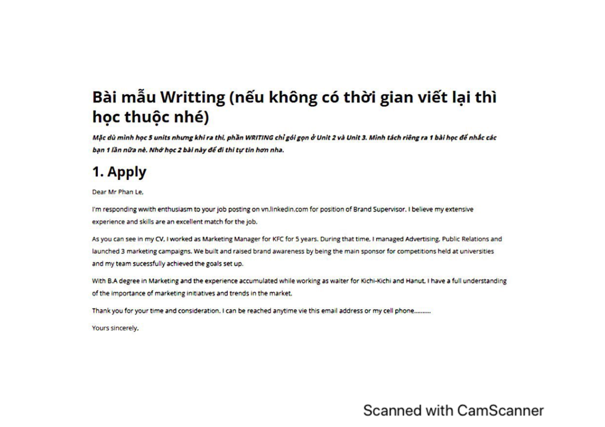 Tahp1 - Bài thi viết kthp1 - Tiếng Anh HP1 - Studocu