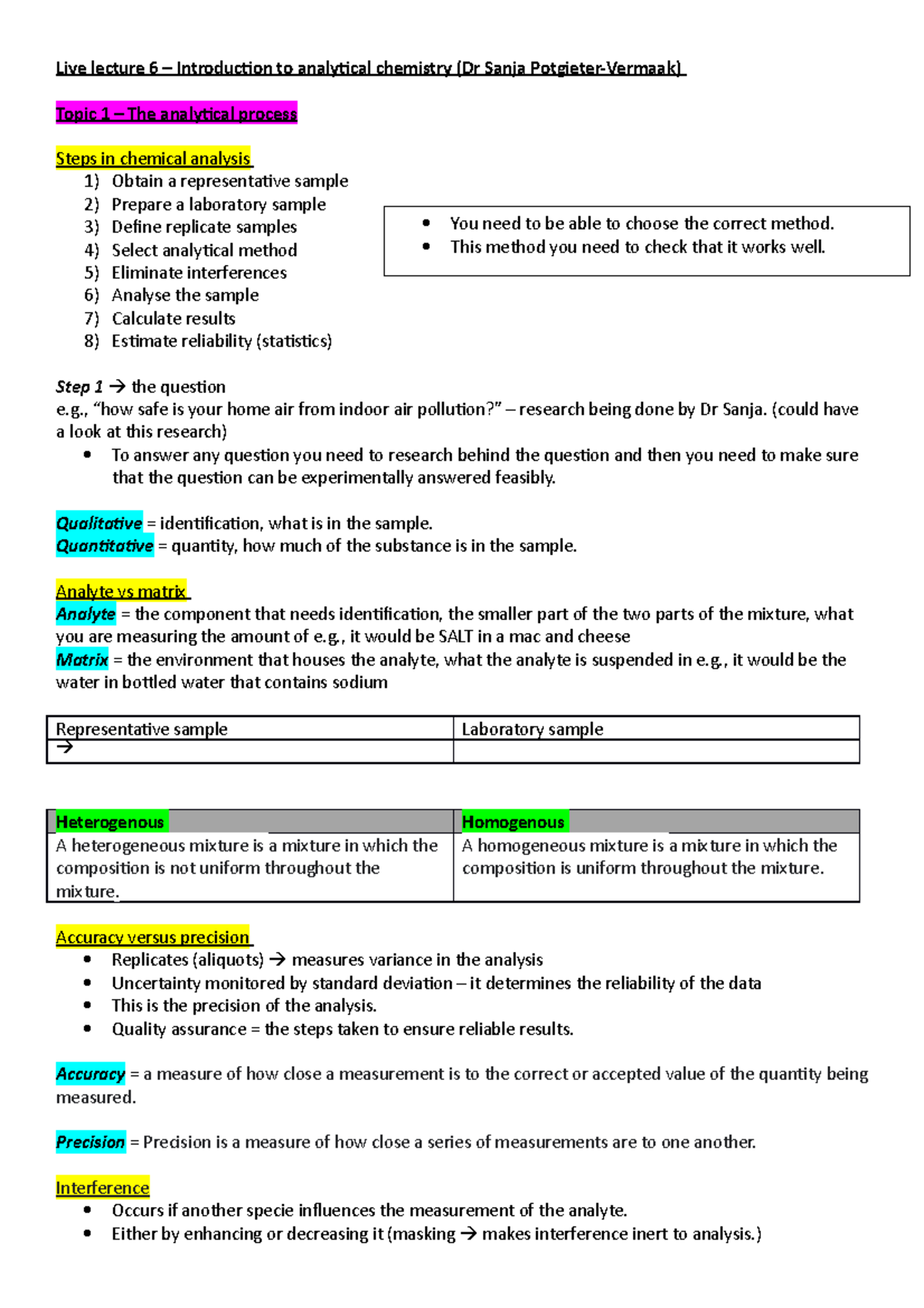 Lecture 6 - Introduction to analytical chemistry - Live lecture 6 – Introduction to analytical ...
