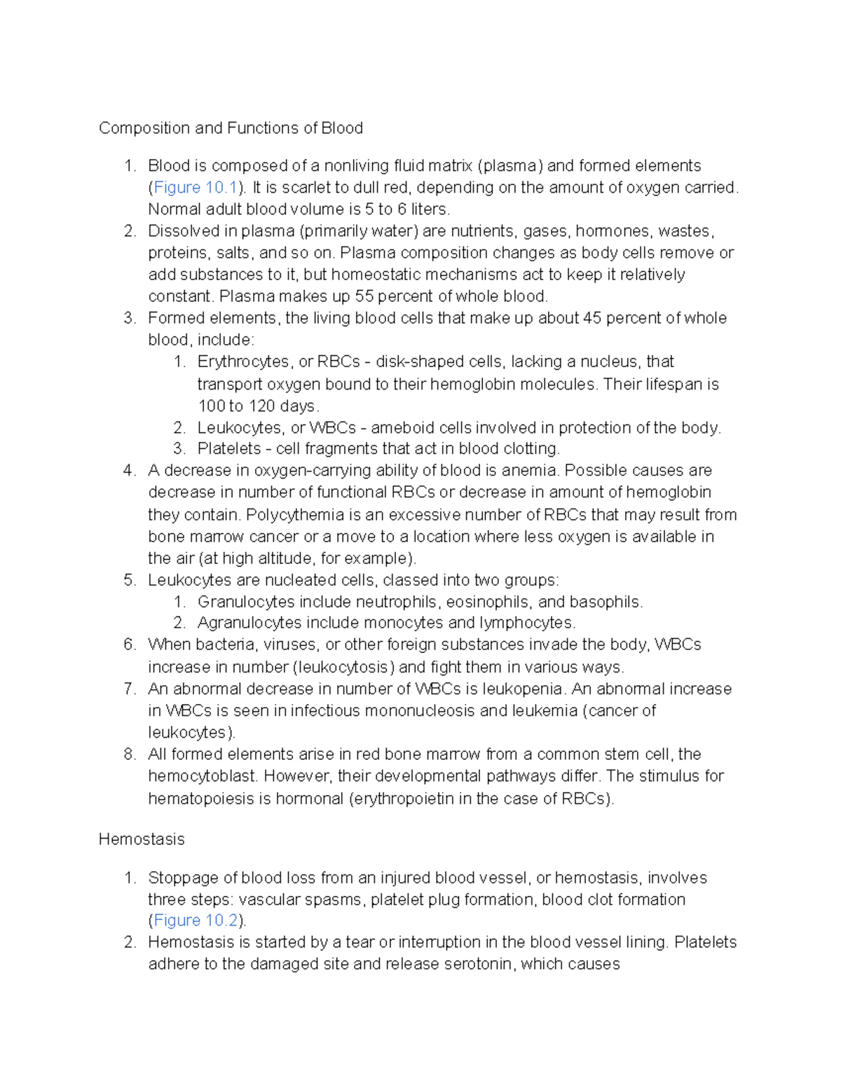 Anatomy and physiology- blood - Composition and Functions of Blood ...