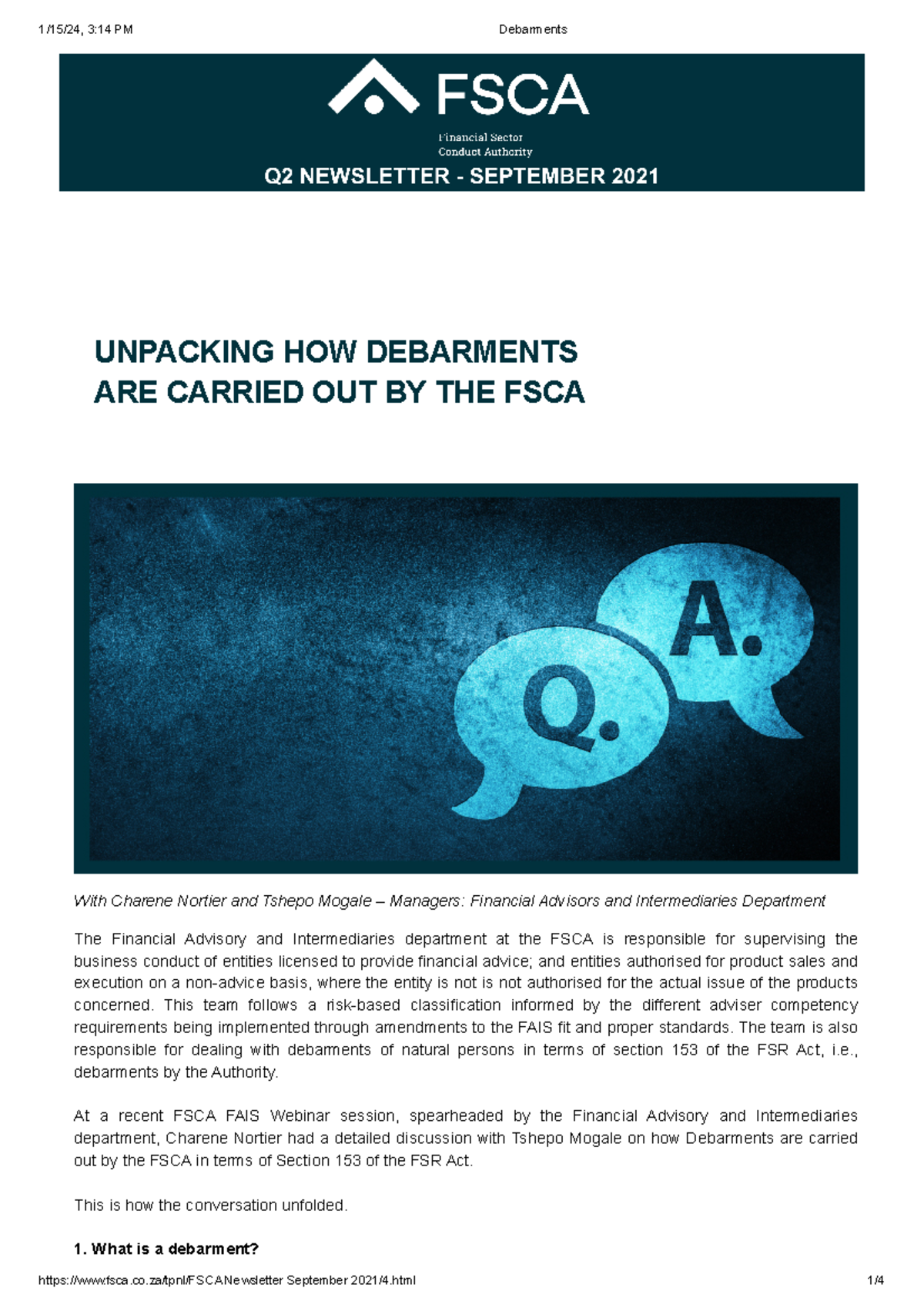 Debarments FSCA - must know - UNPACKING HOW DEBARMENTS ARE CARRIED OUT ...