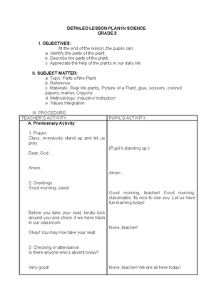 Rubie-LP1 - Lesson plan - Detailed Lesson plan In Enlish 1 I. Objective ...