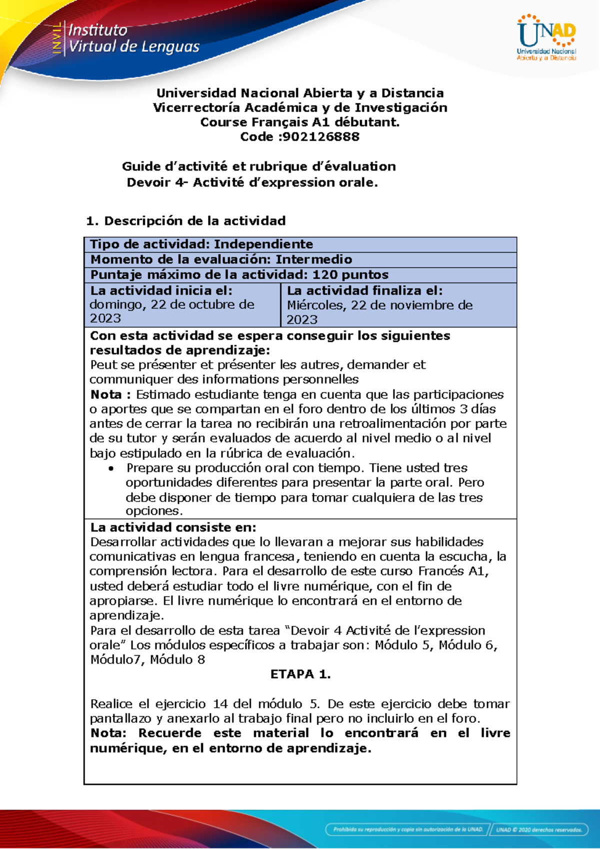 Guide dactivités et rubrique dévaluation - Unité 3- Devoir 4- Activité ...