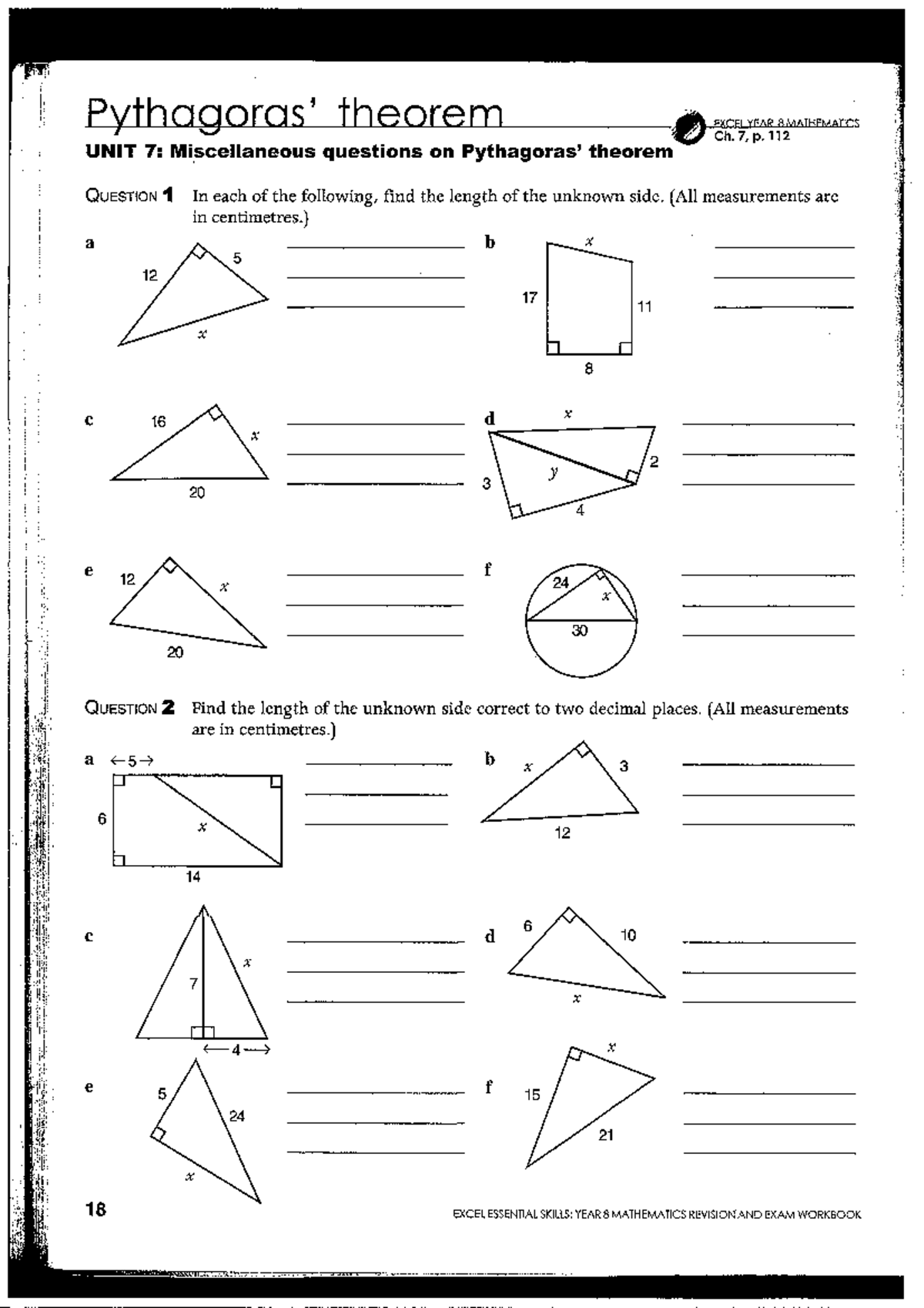 Triangle revision - efe - Pythagoras' theorem EXCRI YEAR R MATHFmATICS ...