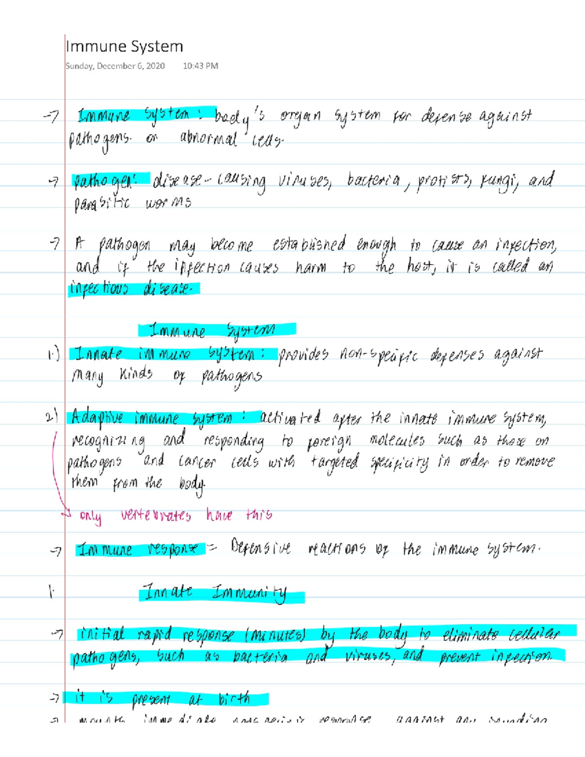 Bio 2312 immune system - BIOL 2312 - Studocu