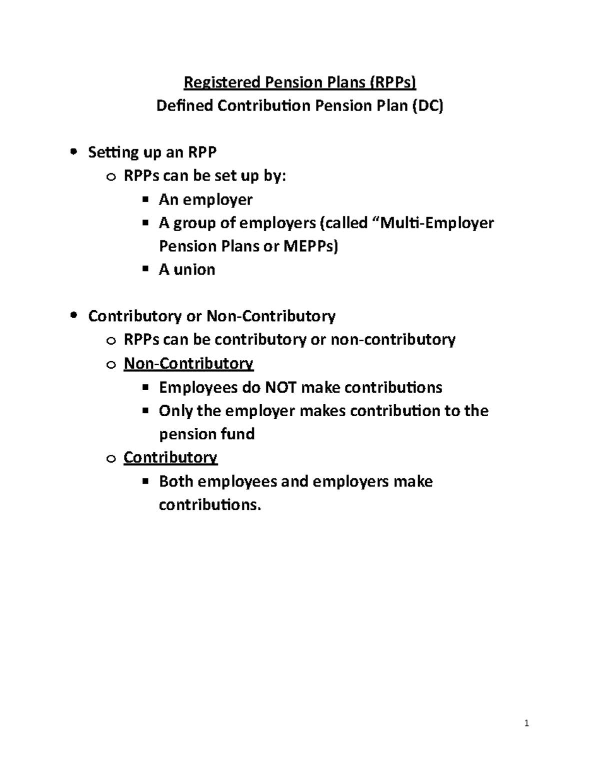 Class Lecture Notes (ch 4 - RPP) DC Plan - Registered Pension Plans ...