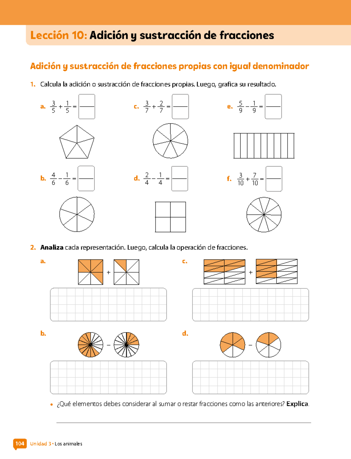 PARA SUMA Y Resta DE Fracciones Quinto - Lección 1O: Adición y ...