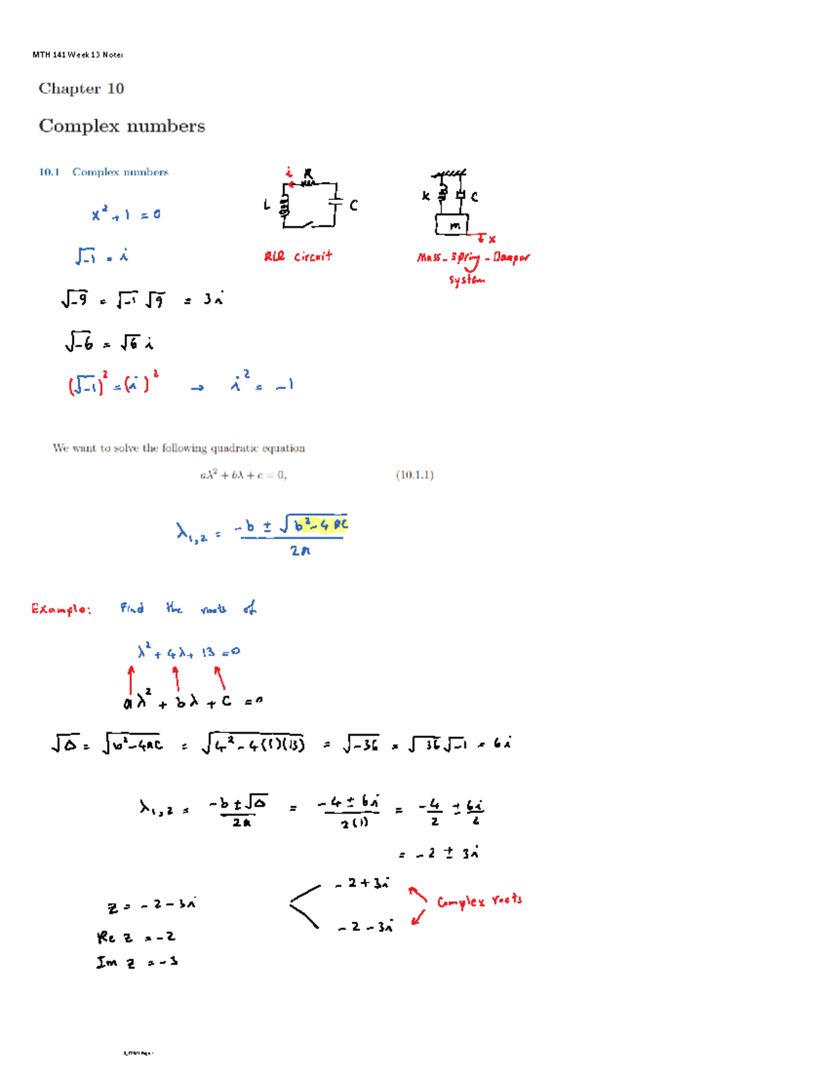 MTH 141 Week 13 Notes Sec 10.1-10.4 - MTH 141 - MTH 141 Week 13 Notes ...