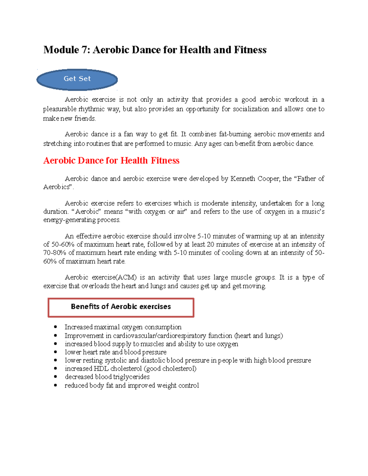 Module-7-Physical fitness test program assesssment - Module 7: Aerobic ...