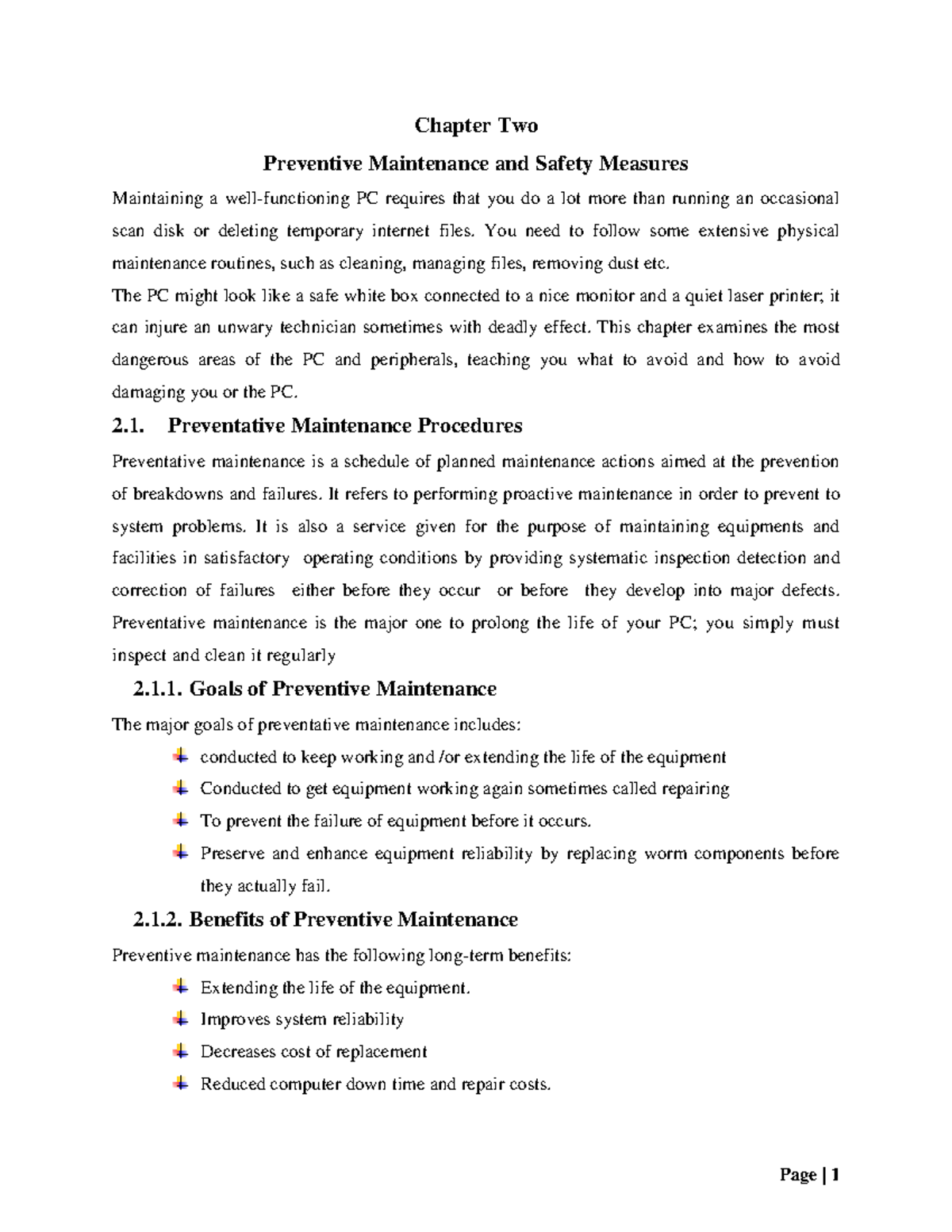 Computer maintenance chapter 2 - Chapter Two Preventive Maintenance and ...