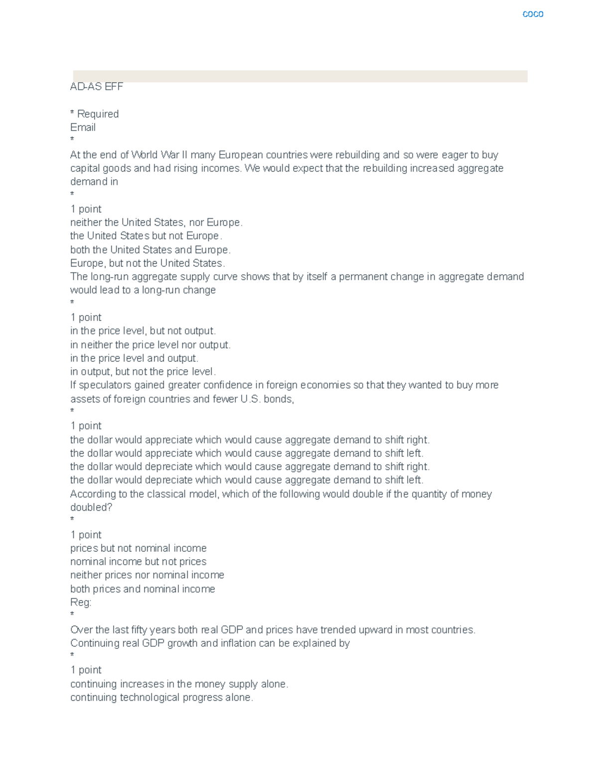 Quiz add ass - aggregate demand and aggregate supply - AD-AS EFF ...