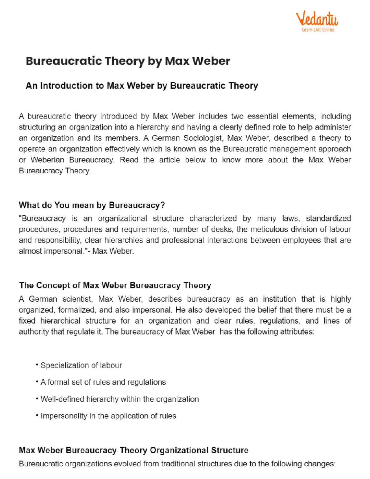 Bureaucratic Theory by Max Weber - Political science - Studocu