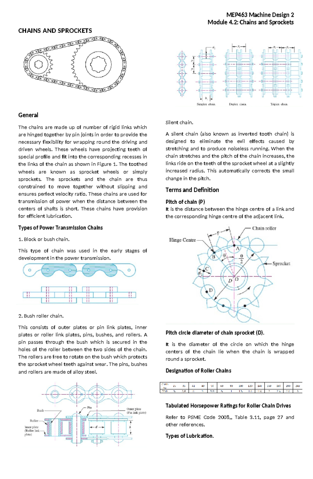 4.2 Flexible Transmission System Chains and Sprockets - MEP463 Machine ...