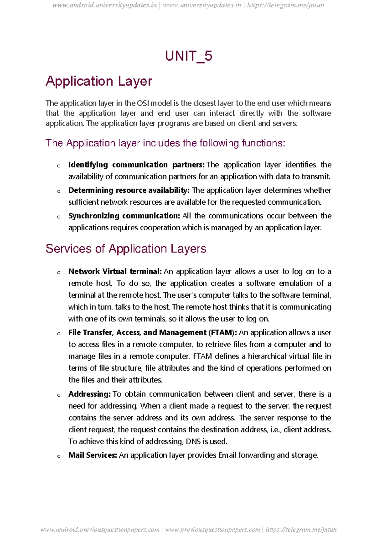 CN UNIT-V - computer networks - UNIT_ Application Layer The application layer in the OSI model ...