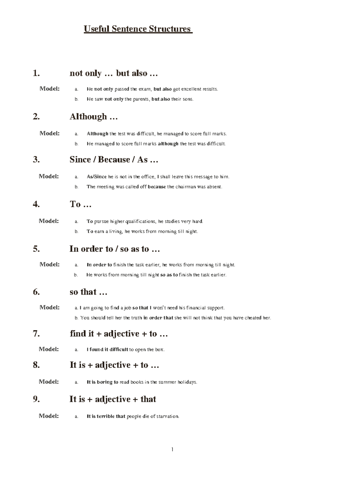 Useful Sentence Structures for Senior Forms - not only ... but also ...