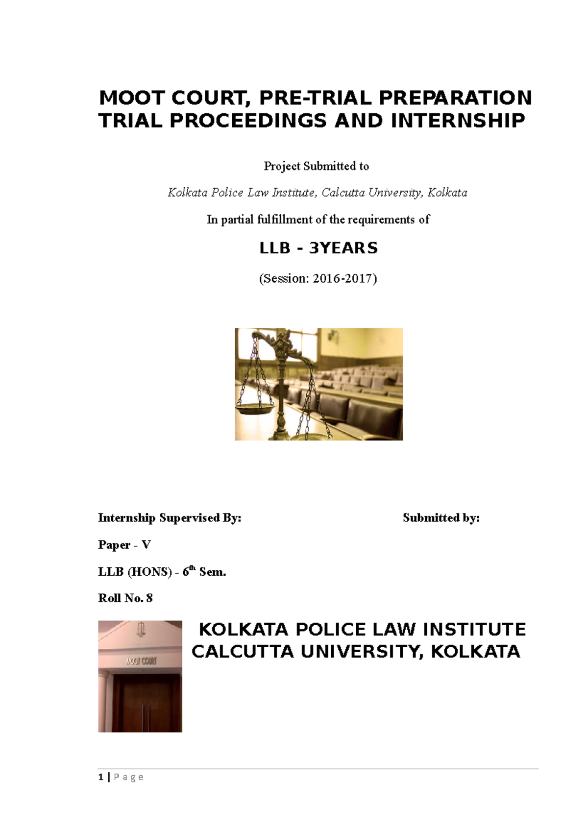 Moot Court and Internship - MOOT COURT, PRE-TRIAL PREPARATION TRIAL ...