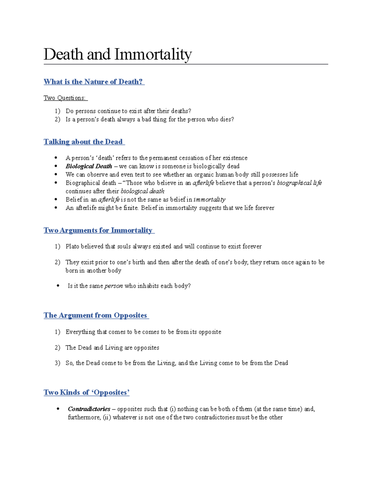 Death and Immortality - Death and Immortality What is the Nature of ...