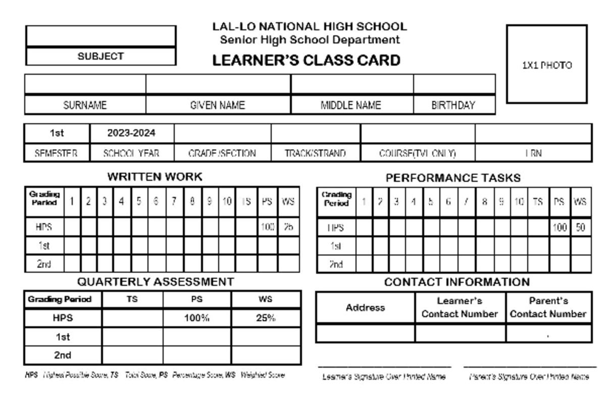 Learners Class Card - any - Understanding Culture, Society, and ...